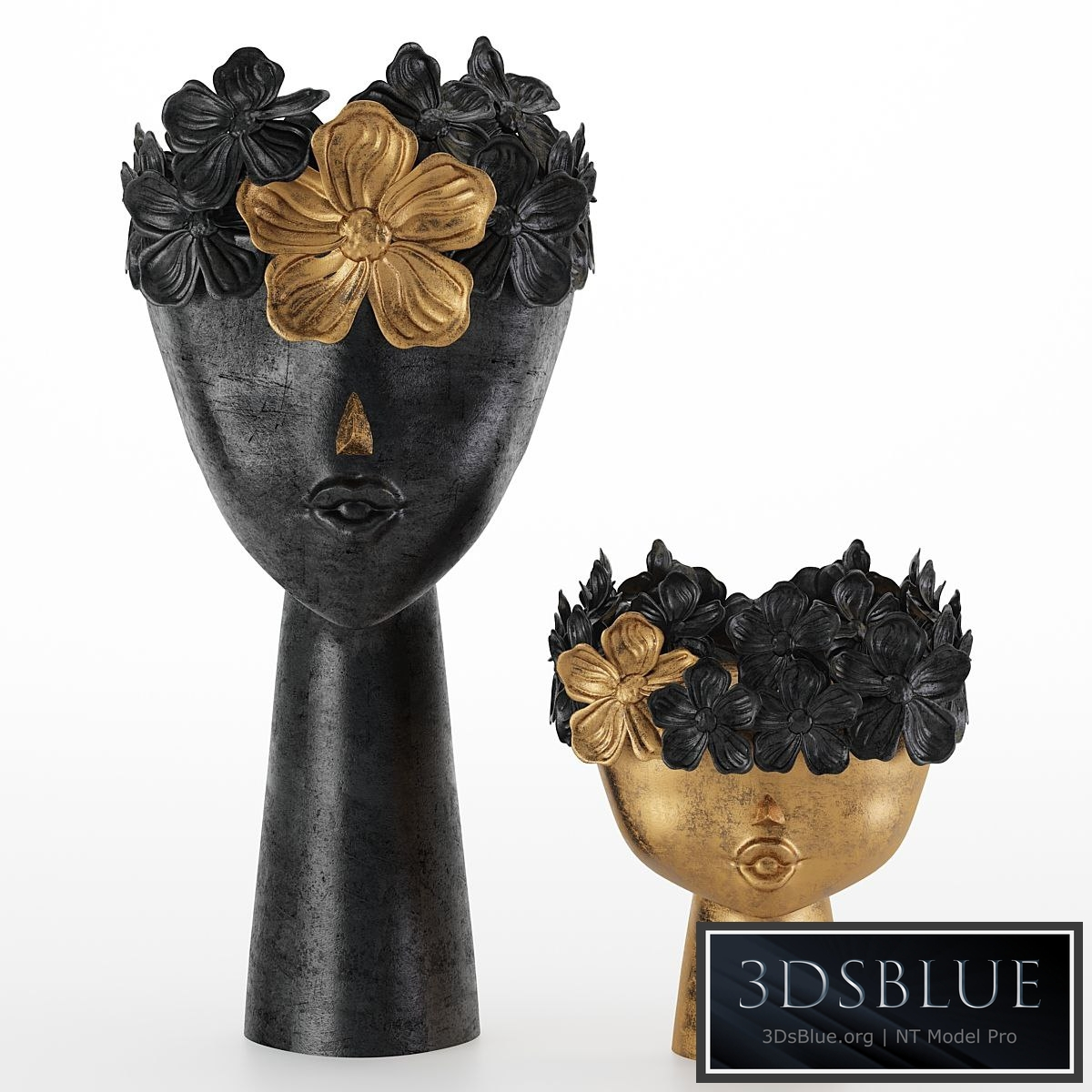 Floral Girls Bust Statue