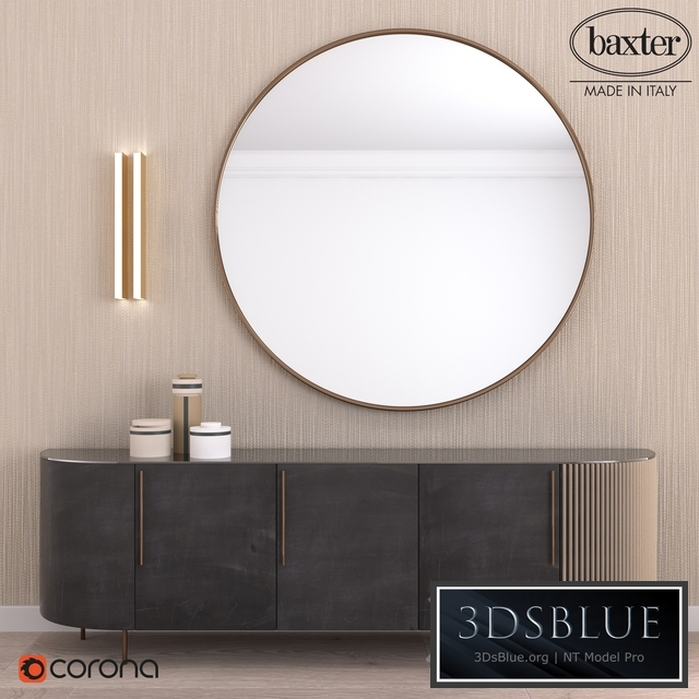 SIDEBOARD PLISSÉ LOW CABINET AND SET DECOR BY BAXTER