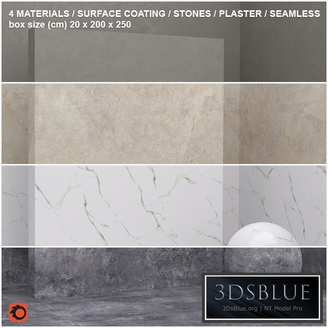 4 materials (seamless) - stone, plaster - set 14