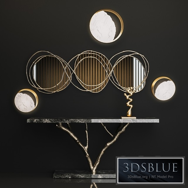 Ginger & jagger Primitive Console, Vine Triptych Mirror, Eclipse Wall