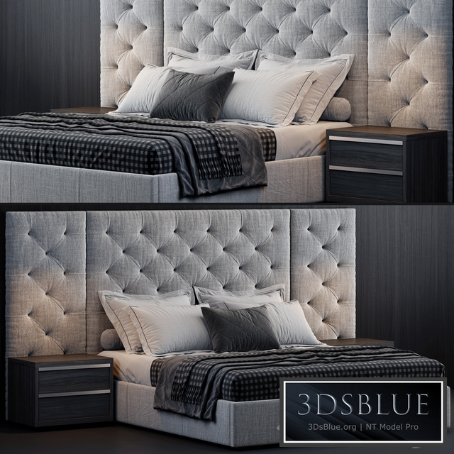 RH Modena Extended Panel Diamond Fabric Platform Bed