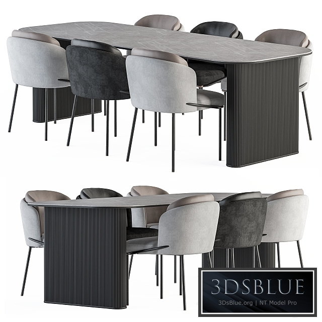 Minotti Dinning Fil Noir chair with Table - Set 24