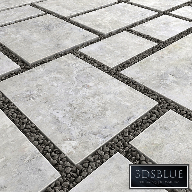 Square pebble / Square of slabs with pebbles