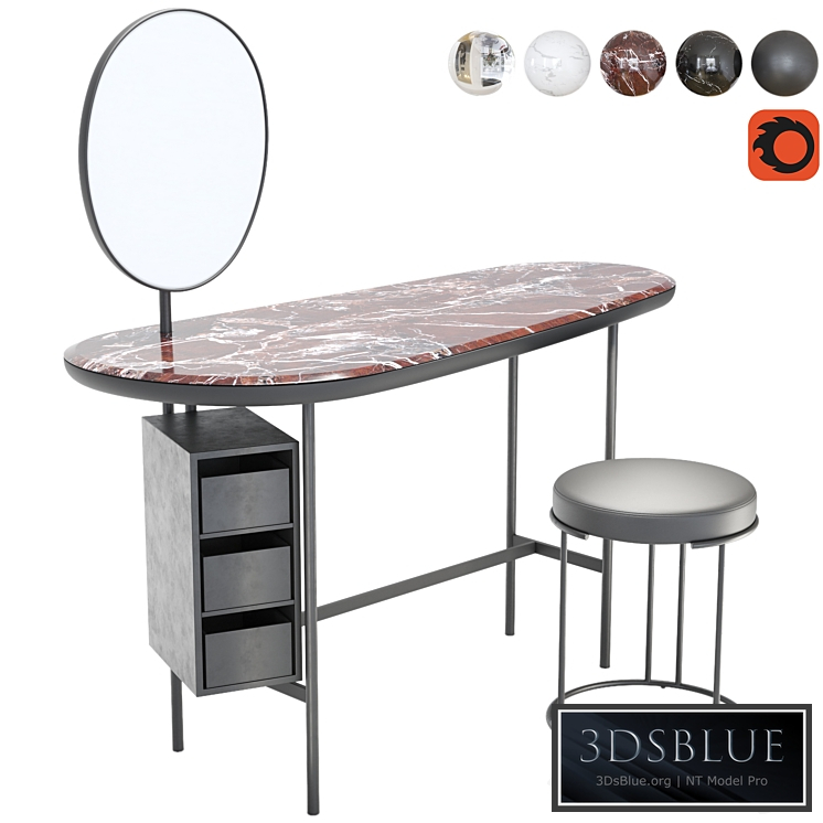 Living Divani Pebble + Nina dressing table and stool