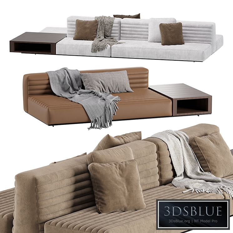 Minotti Roger Modular Sofa 2 Version / Leather & Velvet