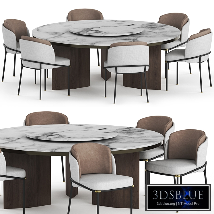 MORGAN MARBLE table and FIL NOIR chair by MINOTTI