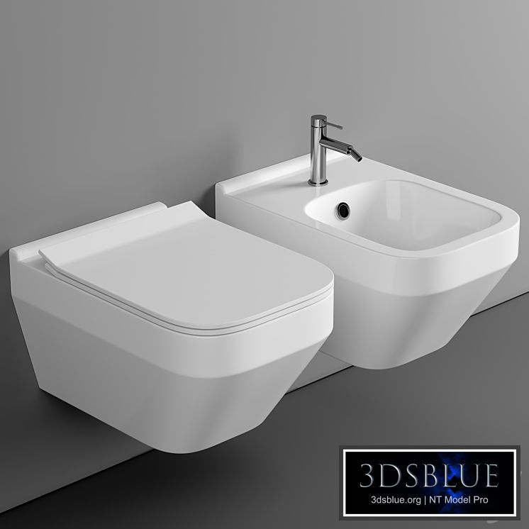 Cersanit Crea Square Clean On DPL EO slim wall hung toilet set + Cersa