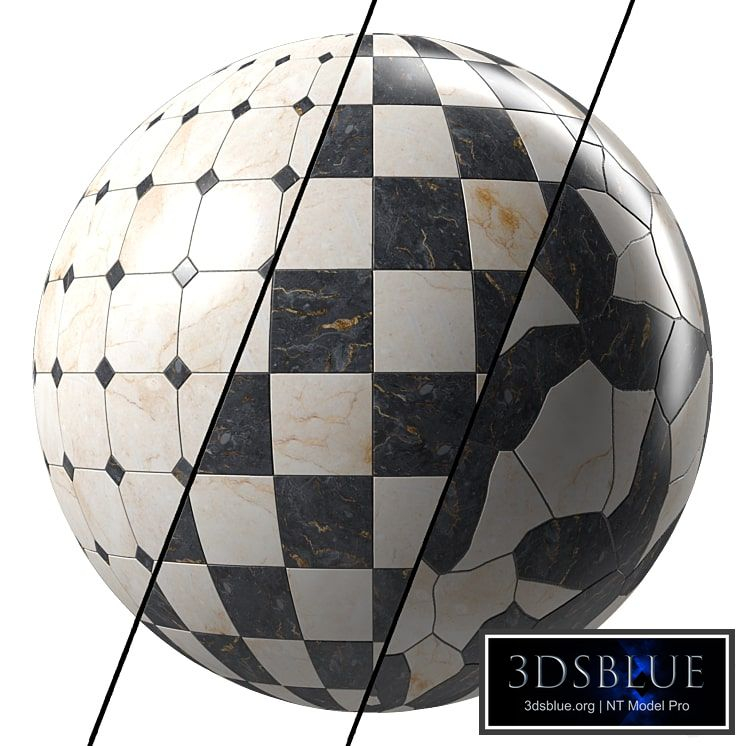 Marble Tile Materials 15- Marble Mixed by Stone - Pbr 4k Seamless