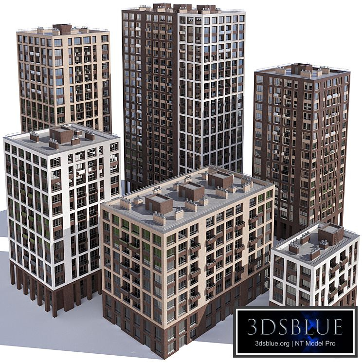 Set of multi-story buildings