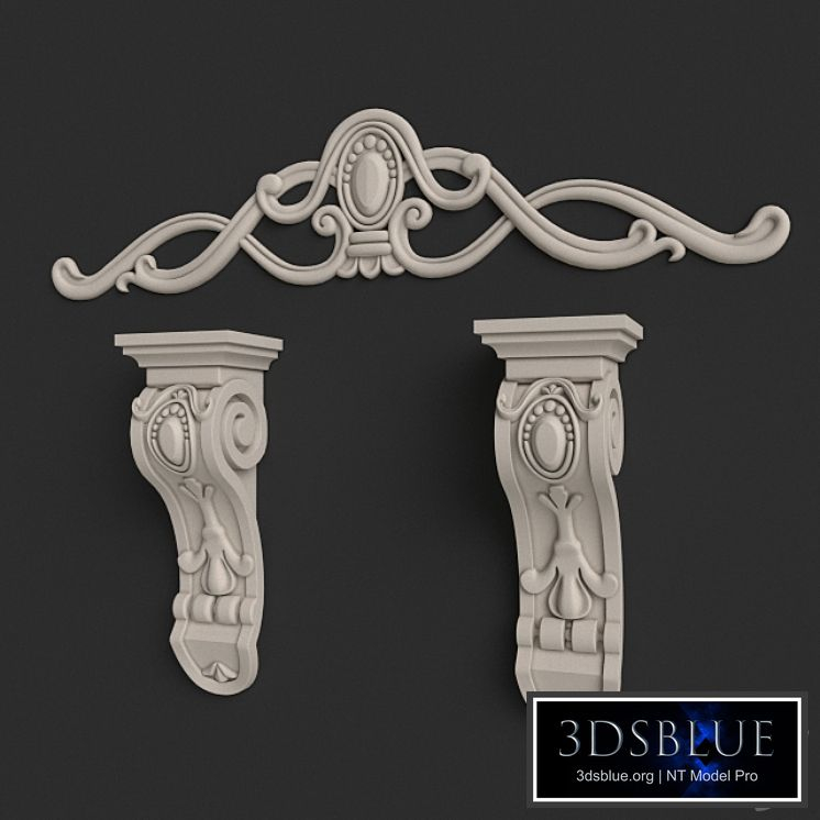 stucco elements, bracket and vignette