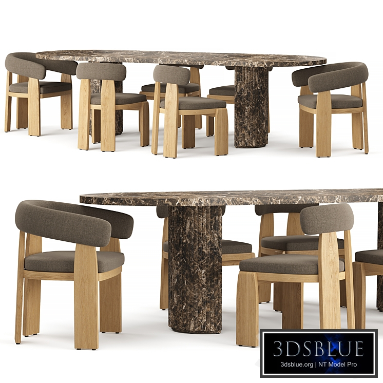RH Byron Reeded Stone Dining Table